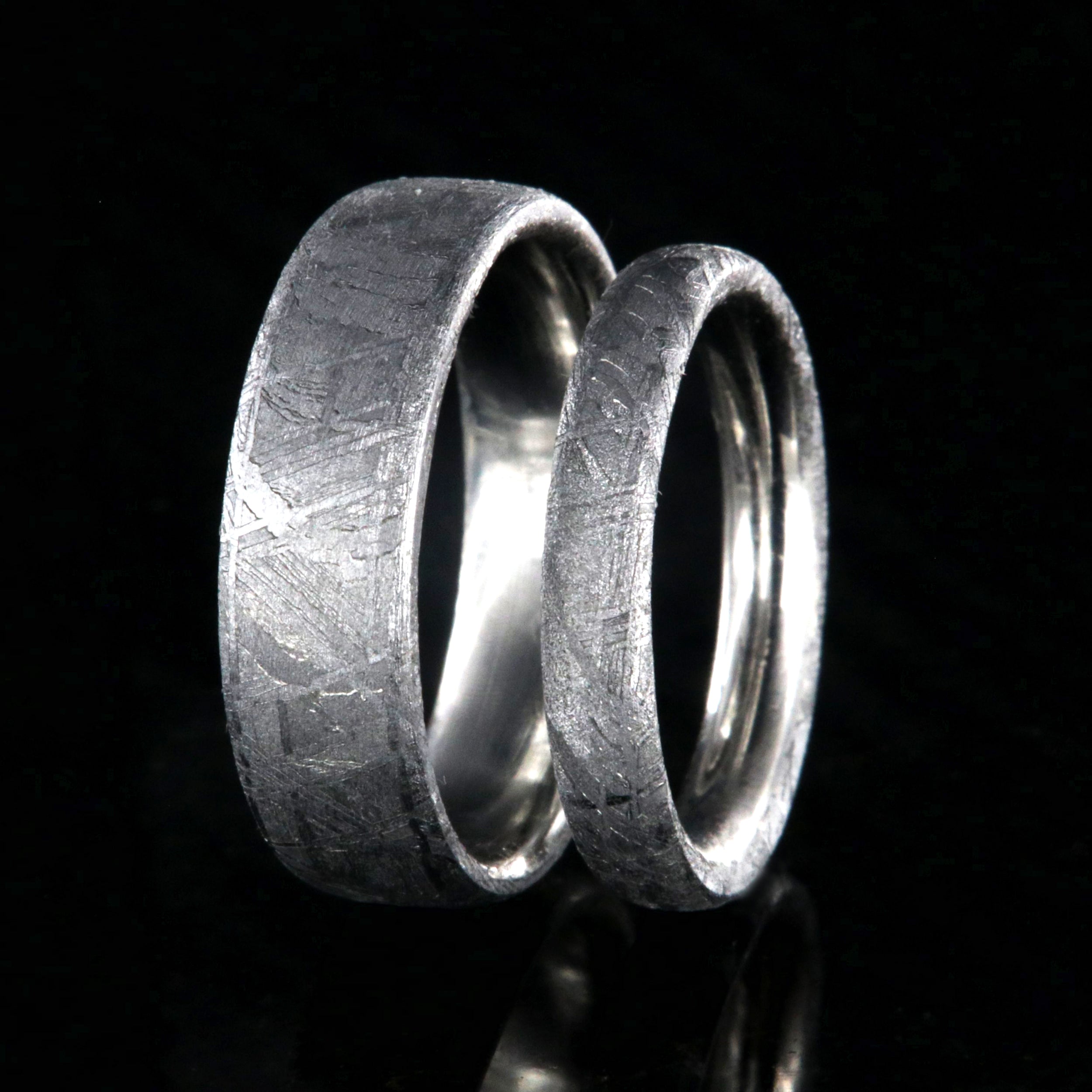 Meteorite Ring Set | Matching Meteorite Wedding Bands - Luxurien